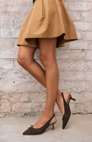 Pelle Moda Beliz Slingback Pointed Toe Kitten Heel Pump - Chocolate