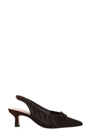 Pelle Moda Beliz Slingback Pointed Toe Kitten Heel Pump - Chocolate