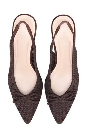 Pelle Moda Beliz Slingback Pointed Toe Kitten Heel Pump - Chocolate
