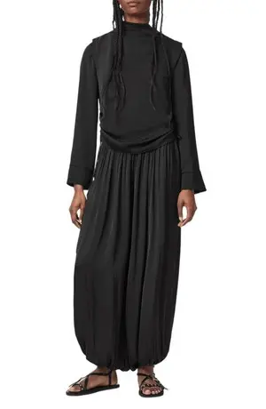 ALLSAINTS Leslie Cowl Neck Long Sleeve Top - Black