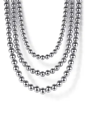 GABRIEL & CO. JEWELRY Layered Beaded Necklace In Sterling Silver