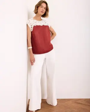 Mint Velvet Satin Lace Top