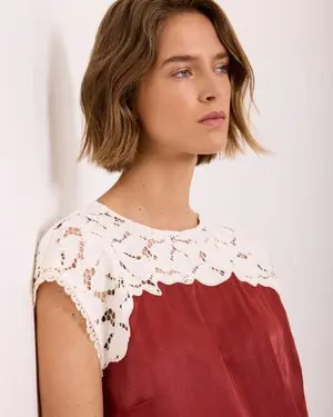 Mint Velvet Satin Lace Top