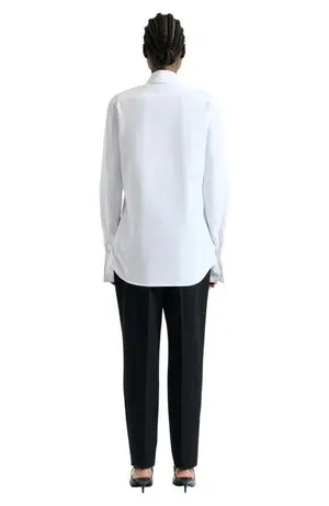 Balmain Cotton Poplin Shirt With Lion Head Button Detail