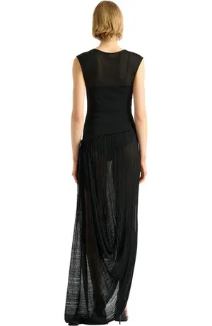 Balmain Long Draped Viscose Dress