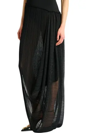 Balmain Long Draped Viscose Dress