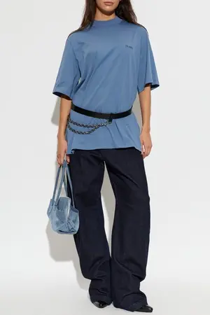 Attico Oversized T-shirt With Shoulder Pads - Blue