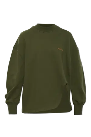 Attico Oversize T-shirt With Asymmetric Slit - Green