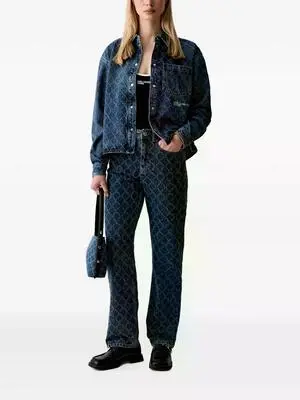 Karl Lagerfeld Ribbed Knit Logo Print Bodysuit - Black