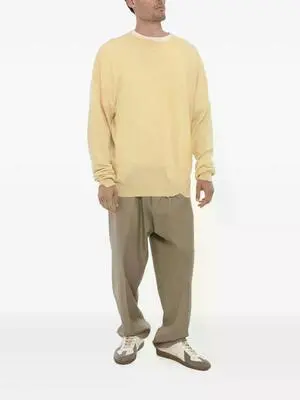 RAMAEL Crew Neck Long Sleeve Sweater With Distressed Finish
