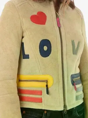 History Repeats Embroidered Shearling Zip-up Jacket