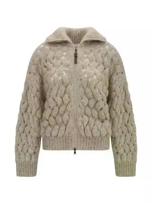 Brunello Cucinelli Chunky Knit Cardigan With Sequin Embellishments