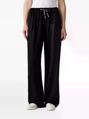 Karl Lagerfeld Logo-drawstring Wide-leg Trousers - Black