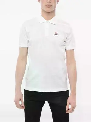 DIESEL® Logo-print Piqué-textured Polo Shirt - White