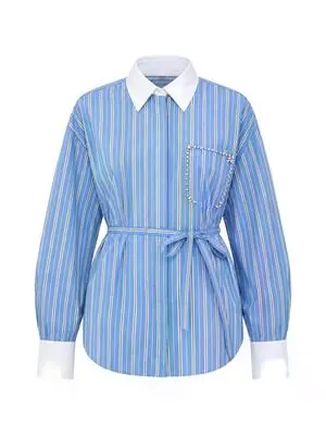 Liu Jo Striped Crystal-embellished Shirt - Blue