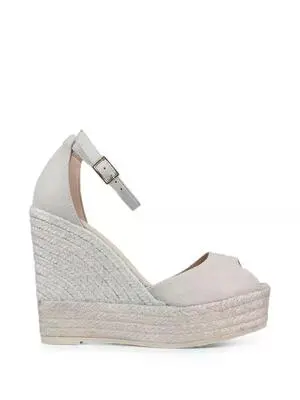 ESPADRILLES Wedge Peep-toe Sandals - Grey