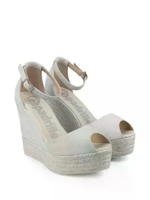 ESPADRILLES Wedge Peep-toe Sandals - Grey
