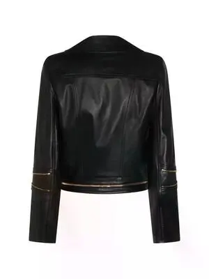 Elisabetta Franchi Leather Moto Jacket With Zip Details