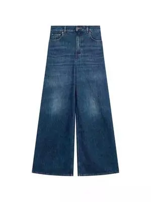 Chloé Logo-patch Wide-leg Jeans - Blue