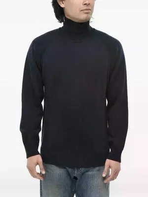 PAOLO PECORA Turtleneck Sweater With Ribbed Trim - Blue