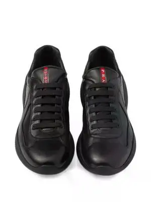 Prada America's Cup Nappa Leather Lace-up Sneakers - Black