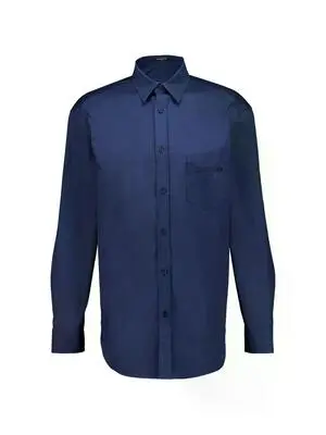 Balmain Logo-embroidered Chest-pocket Shirt - Blue