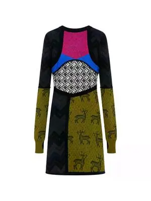 MARINE SERRE Patchwork Intarsia-knit Mini Dress