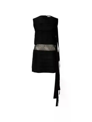 FERRAGAMO Lace-panelled Tiered Mini Dress - Black