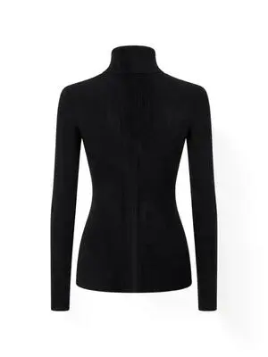 Elisabetta Franchi Logo Embroidered Ribbed-knit Roll Neck Sweater - Black