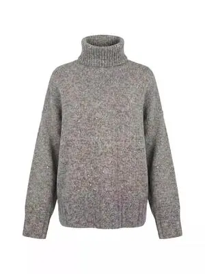 Pinko Dresda Sequin-embellished Roll-neck Sweater - Grey