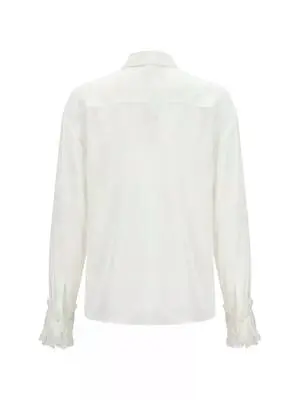 Ermanno Scervino Lace Trimmed Ruffled Silk Blouse