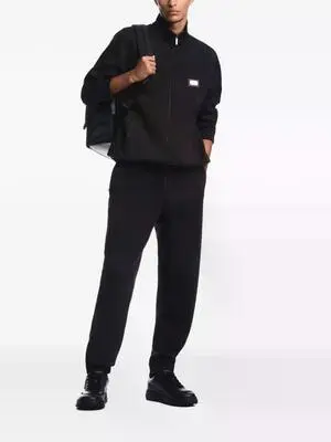 Emporio Armani Logo Plaque Zip-up Sweater - Black