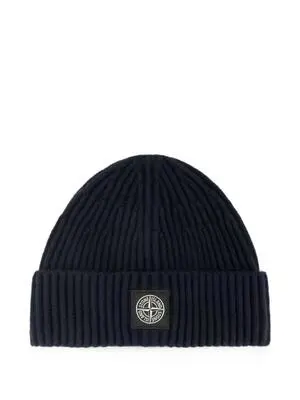 Stone Island Ribbed-knit Beanie Hat - Blue