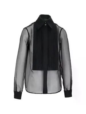 Elisabetta Franchi Pleated-bib Sheer Shirt - Black