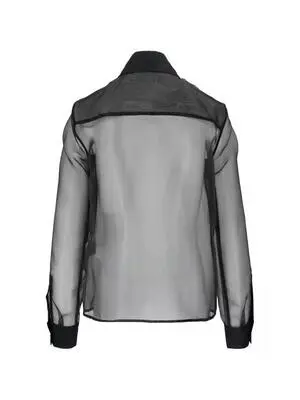 Elisabetta Franchi Sheer Pleated Bib Shirt