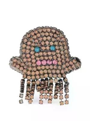 Lisa C Crystal-embellished Fringed Brooch - Silver