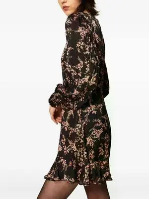 TWINSET Floral Print Ruffled Mini Dress - Black