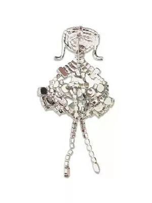Lisa C Embellished Ballerina Brooch - Silver