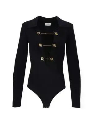Elisabetta Franchi Chain-detail Long-sleeve Bodysuit - Black