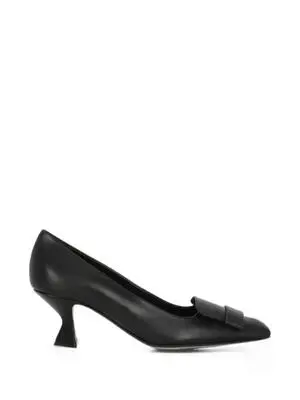 SERGIO ROSSI Plaque-detail Squared-toe Heeled Pumps - Black