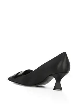 SERGIO ROSSI Leather Plaque Detail Heeled Pumps