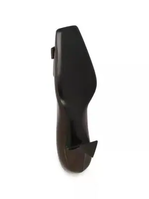 SERGIO ROSSI Leather Plaque Detail Squared Toe Pumps