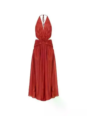 Zimmermann Indra Plunge-neckline Cut-out Maxi Dress - Red