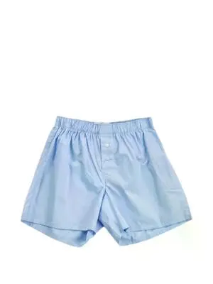 HANDVAERK Elasticated-waist Button-up Boxer Shorts - Blue