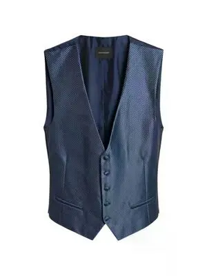 RAMON SANJURJO Geometric-pattern Waistcoat - Blue