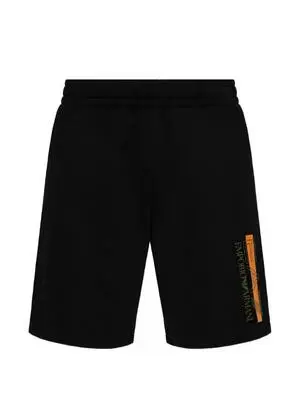 EA7 Logo Print Cotton Jersey Shorts