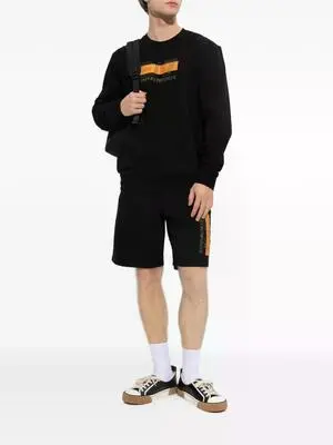 EA7 Logo Print Cotton Jersey Shorts