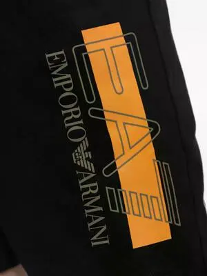 EA7 Logo Print Cotton Jersey Shorts