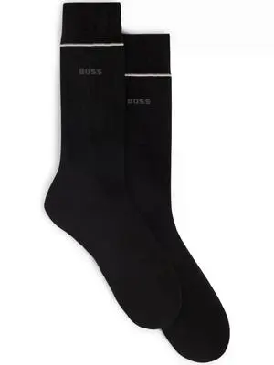 BOSS Intarsia-knit Logo Socks - Black