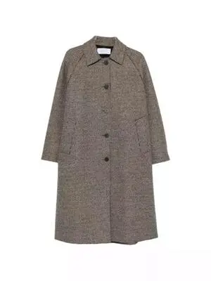 Harris Wharf London Houndstooth-pattern Single-breasted Coat - Brown